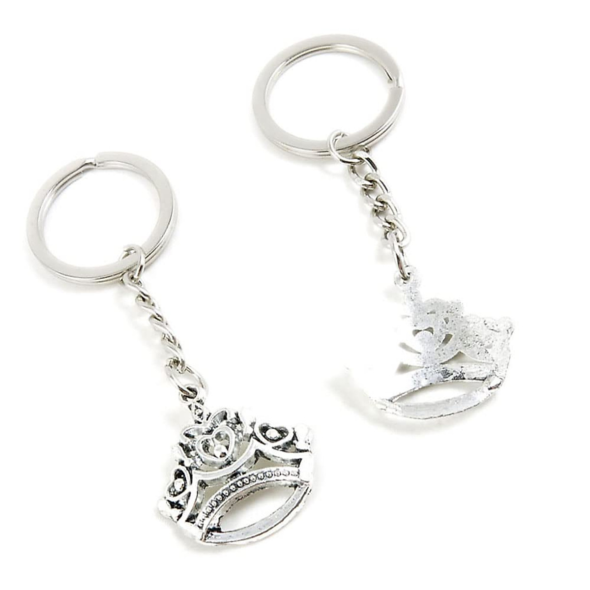 100 Pieces Keychain Keyring Door Car Key Chain Ring Tag Charms Supplies Y1NH3V Crown
