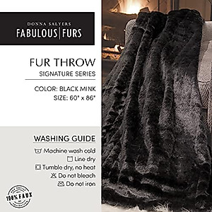 Fabulous-Furs Donna Salyers Couture Mink Faux-Fur Throw Blanket, Soft Blanket, 60x86 in, Black Mink