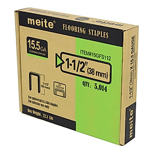 meite 15.5 Gauge Flooring Staples, 1-1/2-Inch Length 1/2-Inch Crown Hradwood Floor Staples Collated Galvanized Flooring Staples (5,014 Counts)