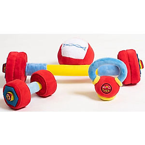 WOD Toys Baby Barbell Plush with Rattle & Sensory Sounds - Safe, Soft & Durable Workout, Exercise and Weightlifting Pretend Play Toys for Toddlers, Newborns, Infants and Babies Ages 0+