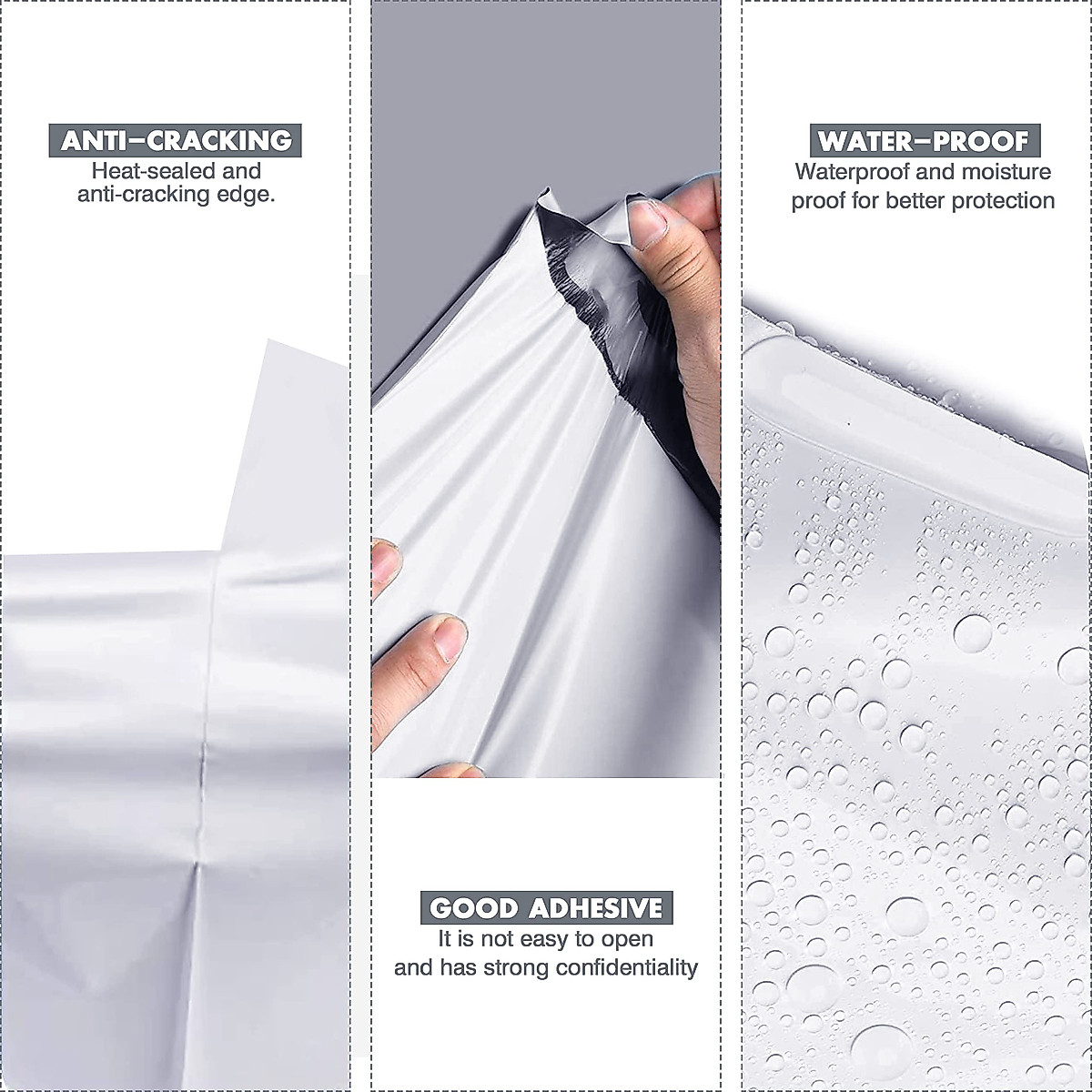 EIt White Returnable Poly Mailers, 100 Pack, Small Business Packaging Supplies,Shipping Bags, Shipping Envelopes, Strong Self-Seal Tear-resistant (6X9 100PC)