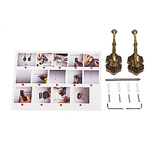 SDH Coat Hooks Wall Mounted - Decorative Towel Hooks - Aluminum Heavy Duty Wall Hooks for Hanging Coats, Purse & Clothes in Hallway, Closets, Bathroom - Pack of 2 Vintage Style Antique Brass Hooks