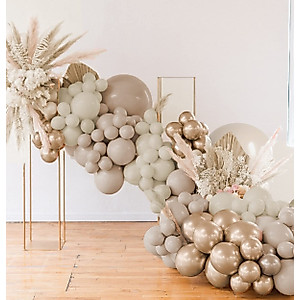 Boho Balloon Garland, 115PCS Beige Balloons Neutral Balloon Arch Kit with Champagne Balloon White Sand Double Stuffed Balloons for Birthday Party Wedding Bridal Shower Decorations (Beige)