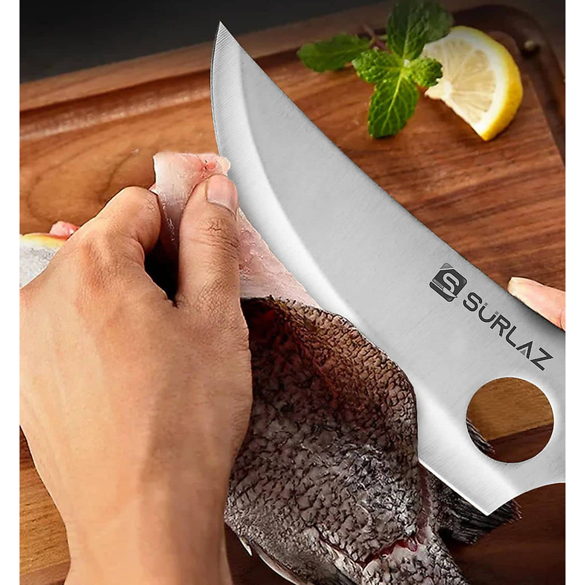 Surlaz Boning Knife for Meat Cutting, Sharp Fillet Knife, Brisket Trimming Knife, Butcher Boning Knife for Chef Knife, Camping Outdoor Knife, Gift for Boyfriend