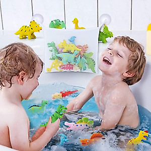 Bath Toys, Bath Toys Toddlers 2-4, Dinosaur Toddler Bath Toys, Educational Color & Species Recognition, Hole-Free Design, Ideal for Birthdays & Theme Parties