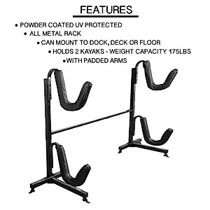 GREAT WORKING TOOLS Kayak Rack - Double Kayak Stand, Heavy Duty Paddleboard and Kayak Accessories, Freestanding or Floor Mount Kayak Storage, Holds 175 lbs.