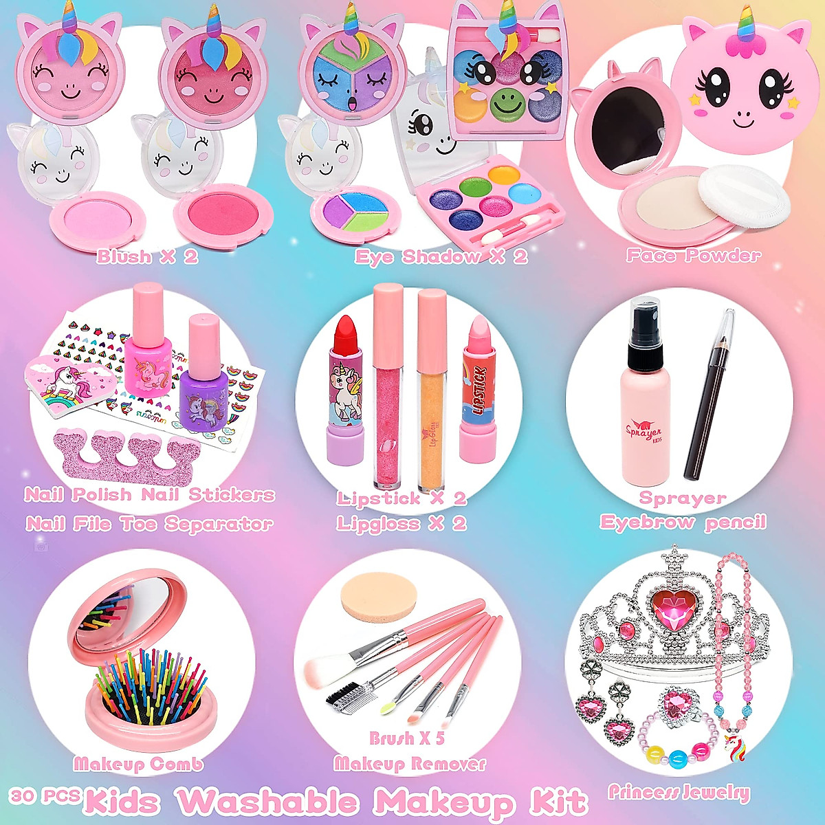 Kids Makeup Kit for Girl - Little Girls Real Make Up Set, Washable Makeup Toy for Toddler , Safe & No Toxic Play Cosmetic for Child Age 4 5 6 7 8 10 12 Years Old, Children Christmas & Birthday Gift