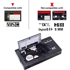 VHS-C to VHS VCR Standar Motorized VHS Cassette Adapter for JVC C-P7U CP6BKU C-P6U Panasonic PV-P1 RCA VCA115 (NOT Compatible with 8mm/MiniDV/Hi8 Tapes)