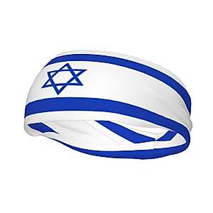 Israeli National Flag Sports Headbands Unisex Yoga Non-Slip Quick-Drying Workout Hairband