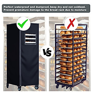 Bakery Rack Cover with Zipper, 20tier Sheet Pan Rack/Bun Pan Rack Cover with Vents, Bread Rack Cover ，23"X28"X64" High Density Waterproof and Dustproof Bread Rack