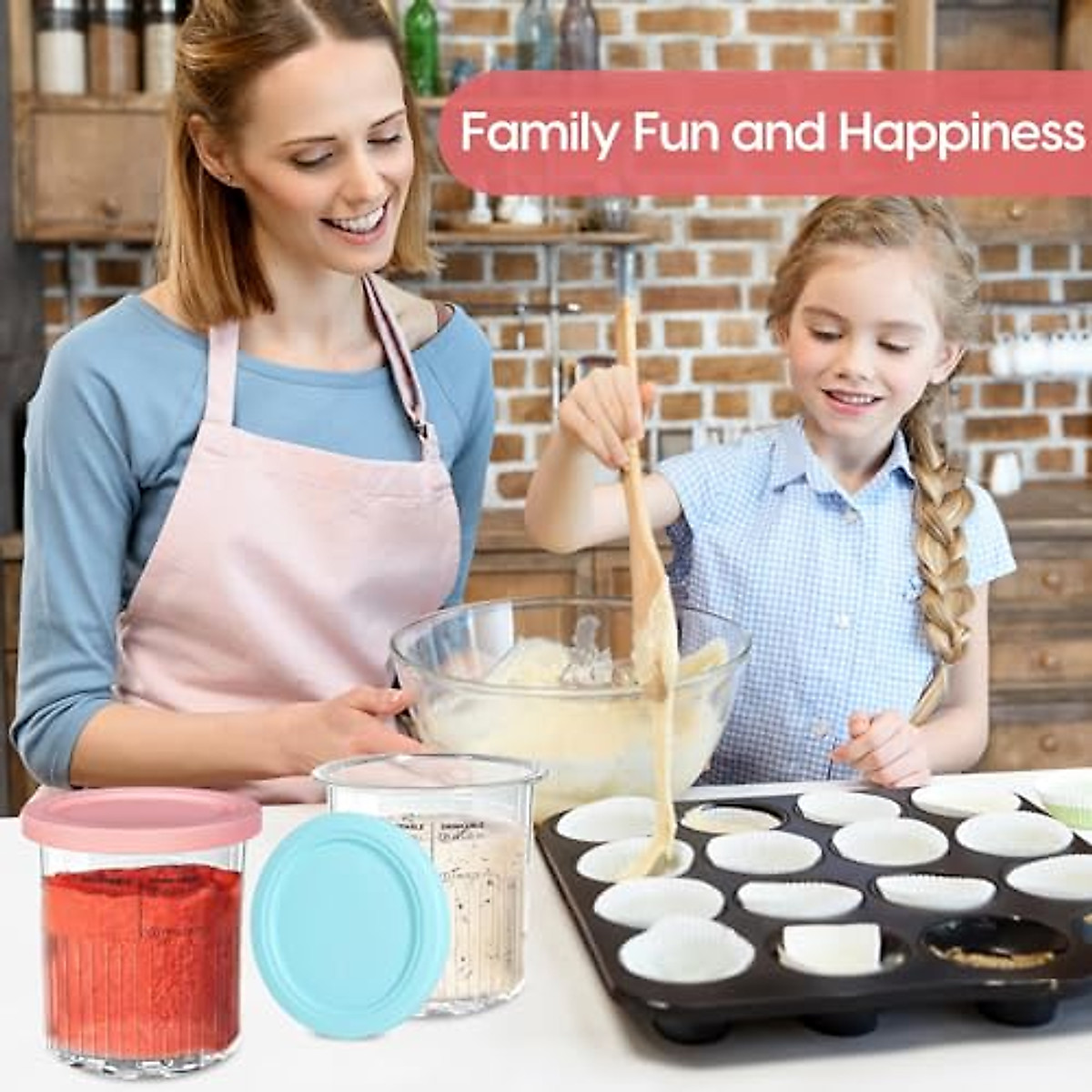 Turgorl NC500 NC501 Ice Cream Pint for Ninja Creami Deluxe Pints and Lids 4 Pack, 24 oz. food container for Ninja Delux Ice Cream Maker (Blue,Pink,Yellow,Green)