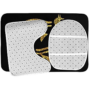Ancient Egyptian Ankh Gold Bathroom Antiskid Pad Set 3 Piece Bath Mat,Water Absorption Contour,Toilet Lid Cover