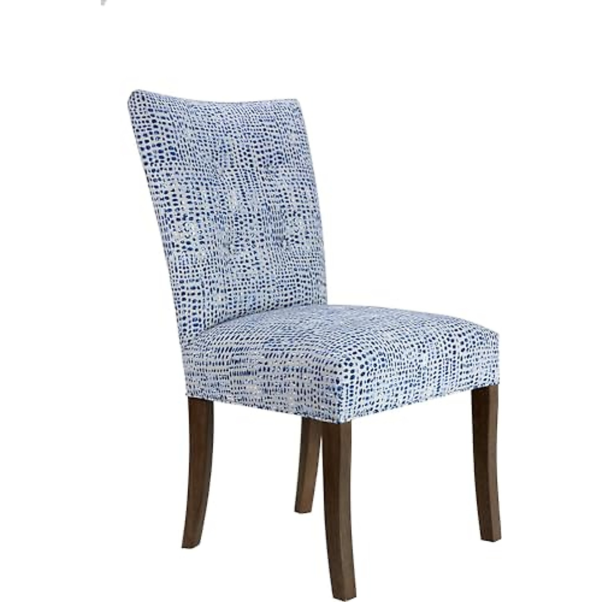 Sole Designs Julia Collection Contemporary Dining Room Chairs, Sediment Print Fabric Upholstered Parsons Seat with Button Tufted Backrest, Set of 2, Set of 2, Blue