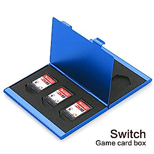 Premium Game Card Case for Nintendo Switch, Aluminum Game Cartridge Holder for Nintendo Switch (Hold 6 Game Cards) (Blue)
