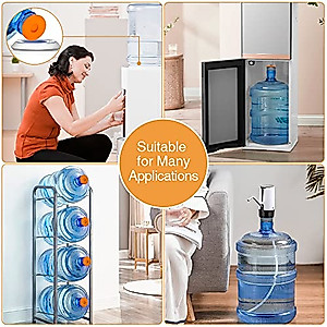 Sophico 5 Gallon Water Jug Cap, 55mm Water Bottle Caps, Silicone Reusable Bottles Lids Replacement, Non-Spill and Anti Splash (4 Pack, Orange)