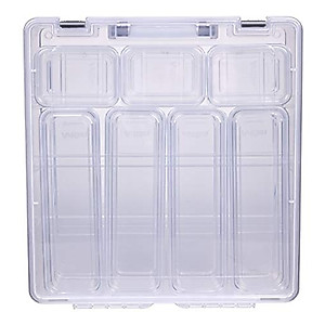 AB Designs 6967ABD Super Satchel with 9 Mixed Bins Inside Stackable Home Storage Organization Container, Clear with Sliver Latches and Handle, w/Long