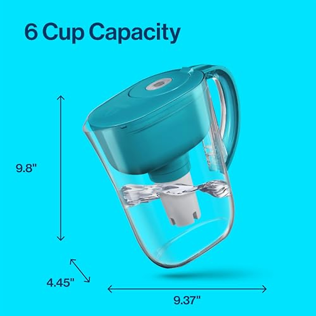 Brita Metro Water Filter Pitcher with SmartLight Filter Change Indicator, BPA-Free, Replaces 1,800 Plastic Water Bottles a Year, Lasts Two Months, Includes 1 Filter, Small - 6-Cup Capacity, Turquoise