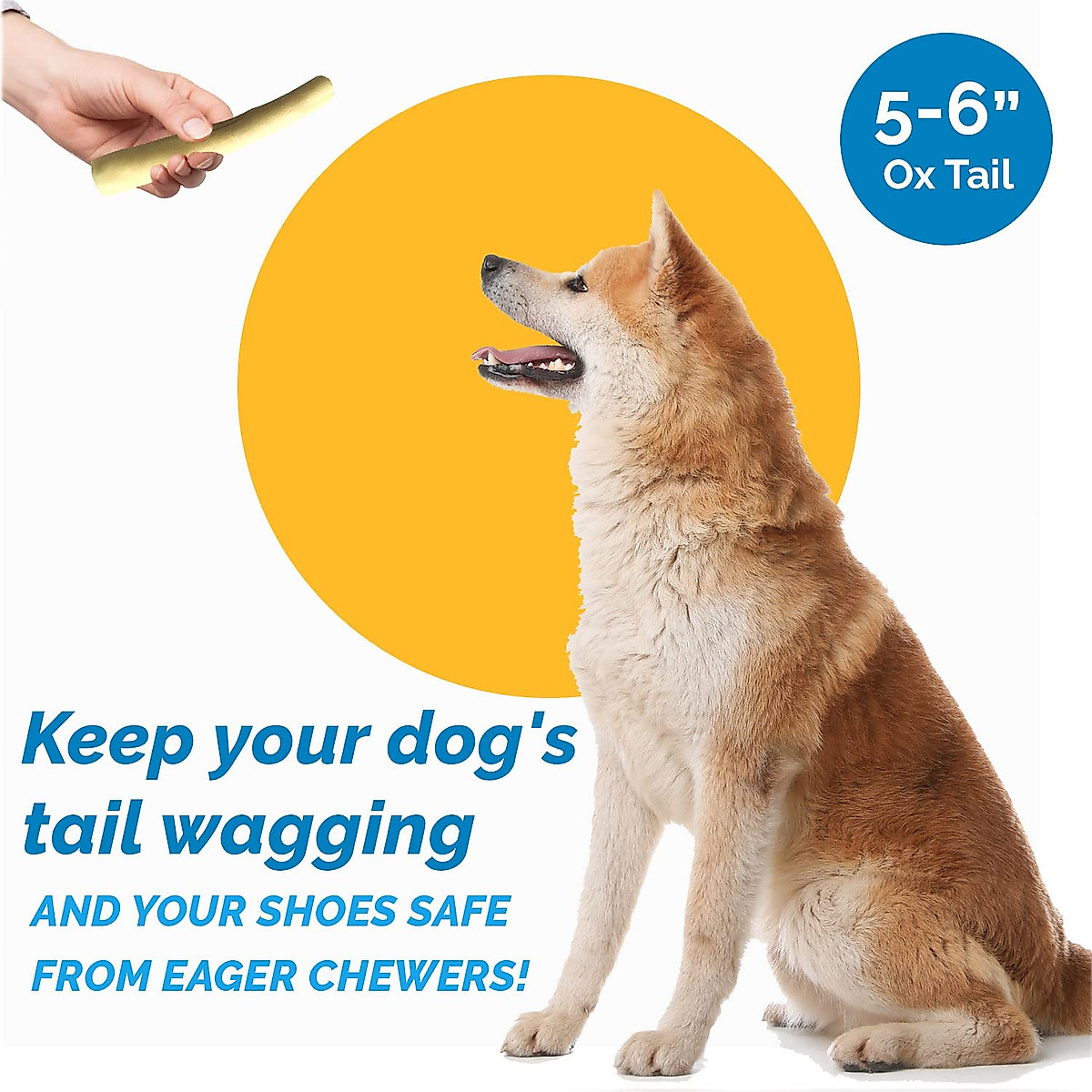 123 Treats - Ox Tail for Dogs 5-6" - (25 Count) | 100% Natural Dog Chews from Free Range Grass Fed Beef Bull Tail