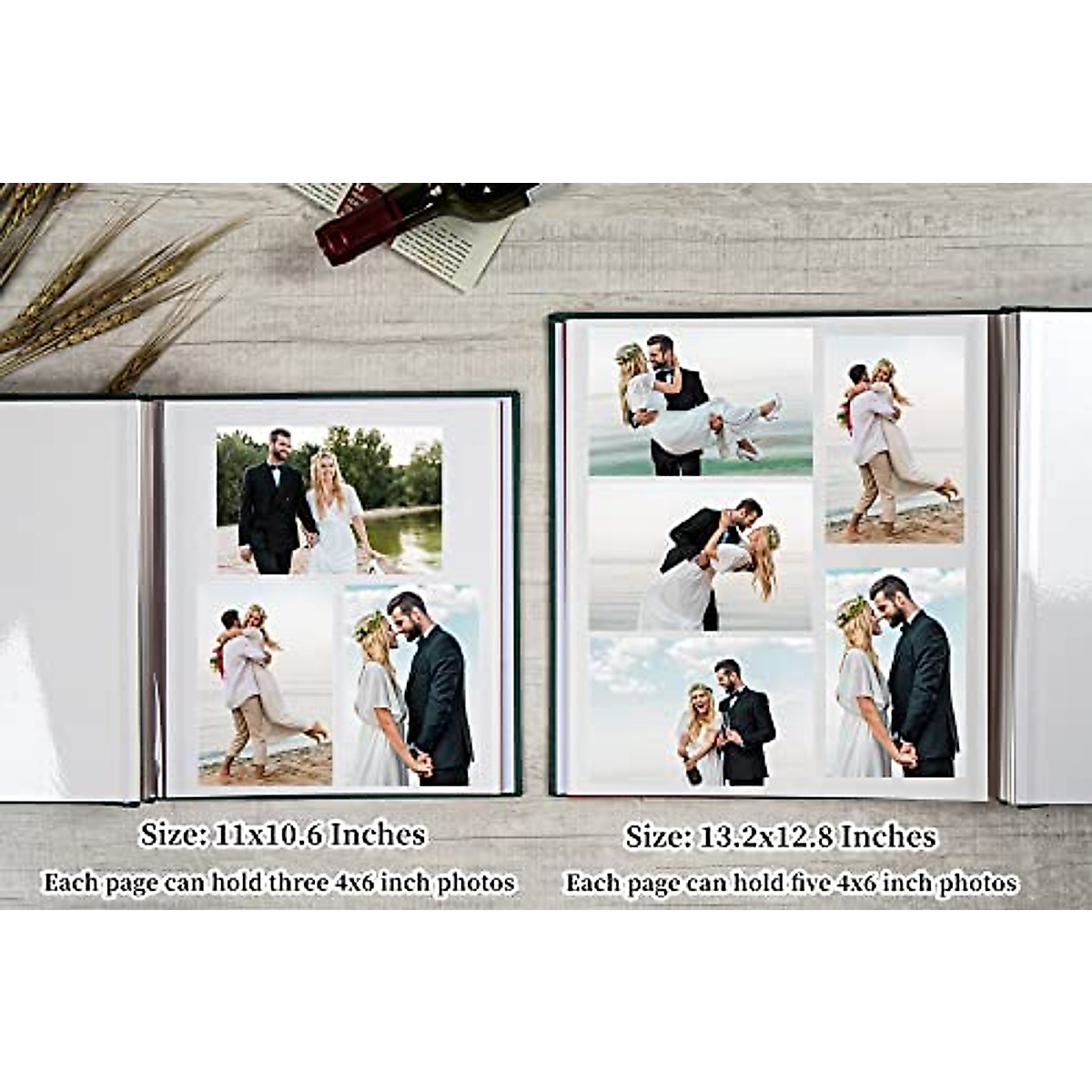 potricher Large Photo Album Self Adhesive 3x5 4x6 5x7 8x10 Pictures Linen Cover 40 Blank Pages Magnetic DIY Scrapbook Album with A Metallic Pen (Gray)