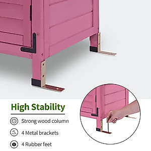 MCombo Outdoor Wood Storage Cabinet, Small Size Garden Wooden Tool Shed with Double Doors, Outside Tools Cabinet for Backyard (24.6”x 18.3”x38.2”) 0985 (Pink)