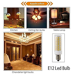 SZHZS E12 LED Light Bulb, Dimmable E12 Candelabra Base Light Bulbs, 70-75W Equivalent 750 Lumens, 4 Packs for Chandelier, Ceiling Fan, Desk Lamp (Warm White)