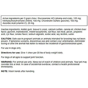 Swanson Glucosamine & Chondroitin for Dogs Hip & Joint with Msm 6.35 Ounce (180 g) Pkg