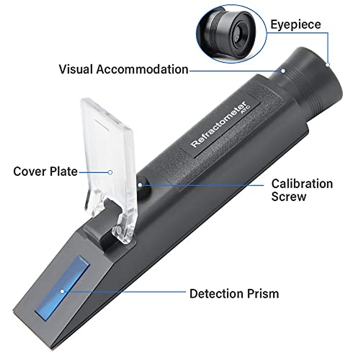 BUZHI Car Freeze Refractometer, Car Freeze Refractometer Multifunctional Auto Coolant Tester Urea Propylene Glycol Glycol Detergent Battery Liquids Test Device