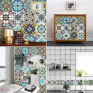 16Pcs Decorative Tile Stickers, 6x6 Inches Vinyl Self Adhesive Removable Waterproof Peel and Stick Backsplash Walls Stickers for Kitchen, Bathroom, Stairs, Cupboard