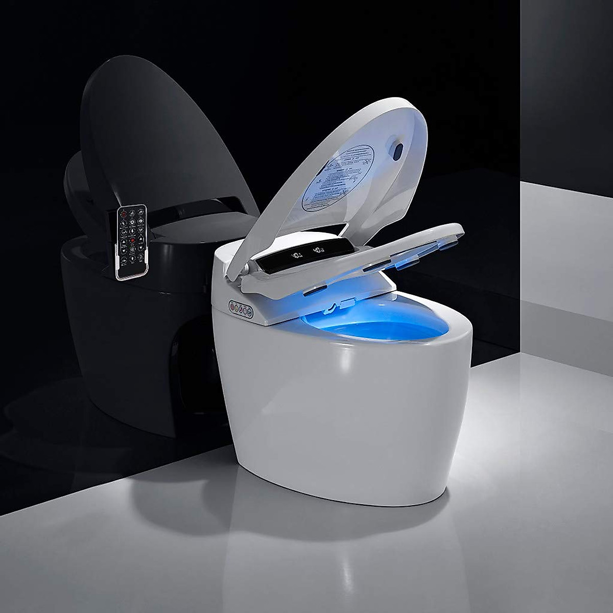Smart Advance Luxury Bidet Toilet,Elongated One Piece Adjustable Functions Bidet Seats with Soft Closing Seat Functions and Air Dryer,Hip Cleaning Nozzle Cleaning, White