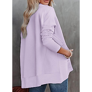 Oversized Half Zip Women's Sweatshirt Pullover Jacket by Dokotoo - Purple, X-Large
