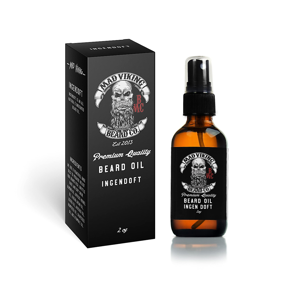 Mad Viking Beard Co. Premium Beard Oil - Natural Softener, Conditioner, and Skin Moisturizer for Thicker, Itch-Free Beards, Made in the USA (Ingen Doft, 2oz)
