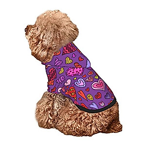 Dog Puppy Hoodies Valentine's Day Rainbow Hearts Sweatshirt Pet Hooded Coat Jackets Apparel for Small Dogs Small