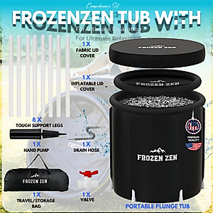 Frozen Zen Ice Bath Tub For Athletes with Lid, Portable Ice Bath, Outdoor Cold Plunge Tub, Large Inflatable Ice Bath, Cold Water Therapy Training (1, Solid Black)