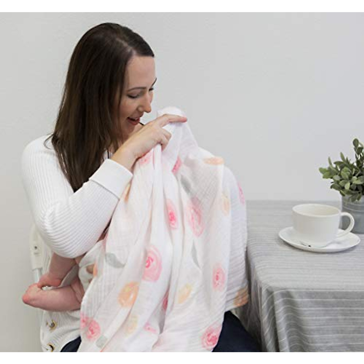 Amazing Baby Muslin Sleeping Sack, Watercolor Roses, Pink, Large, Wearable Blanket with 2-way Zipper (12-18 Months, fits up to 35 inches)