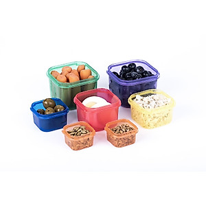 BloominGoods 7 Portion Control Food Storage Containers & Labelled Lids | BPA Free, Leakproof, Microwave & Freezer Safe Meal Prep Lunch Boxes | For Weight Loss & 21 Day Diet Plan | Bonus Carrying Pouch