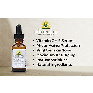 Natural Vitamin C E Serum with Ferulic and Hyaluronic Acid 1 oz