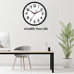 AKCISOT Wall Clock 10 Inch Silent Non-Ticking Modern Wall Clocks Battery Operated - Analog Small Classic Clock for Office, Home, Bathroom, Kitchen, Bedroom, School, Living Room(Black)