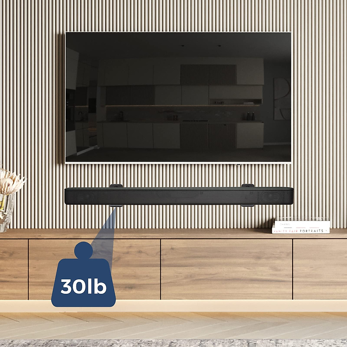 WISDING Universal Soundbar Mount Bracket Floating Wall Shelf for Samsung,JBL,Sony, LG,Bose,Roku,Polk Audio,Vizio,Roku,Onn & Other Brands Soundbar Mount Bracket, Sound Bar Wall Mount Shelf Under TV