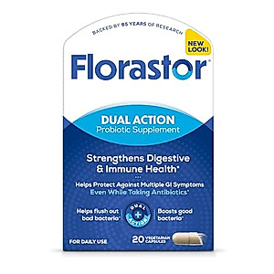 Florastor Probiotics for Digestive & Immune Health, 20 Capsules, Probiotics for Women & Men, 1 Probiotic Worldwide, Flush Out Bad Bacteria & Boost The Good with Our Strain Saccharomyces boulardii