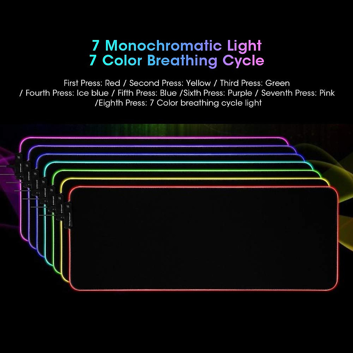 Ruiqas Gaming Mouse Pad RGB Mouse Pad Luminous Large World Map Mice Mat Waterproof Non- Slip Rubber Base 800x300