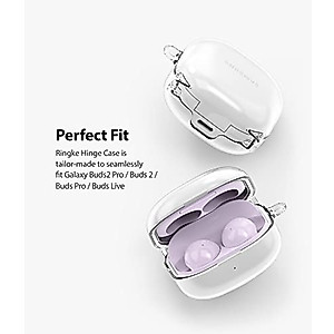 Ringke Hinge [Anti-Yellowing Material] Compatible with Samsung Galaxy Buds 2 Pro Case, Galaxy Buds 2, Galaxy Buds Pro, and Galaxy Buds Live, Sturdy Solid Transparent Cover for Galaxy Buds2 Pro - Clear