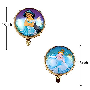 8PCS Disney Princess Foil Balloons For Girl’s Birthday Baby Shower Princess Themed Party Decorations