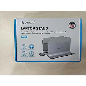 ORICO Vertical Laptop Holder Sturdy Aluminum Laptop Stand Vertical with Adjustable Dock Size, Space Saving, Compatible with All MacBook/Surface/Dell/Gaming Laptops Silver