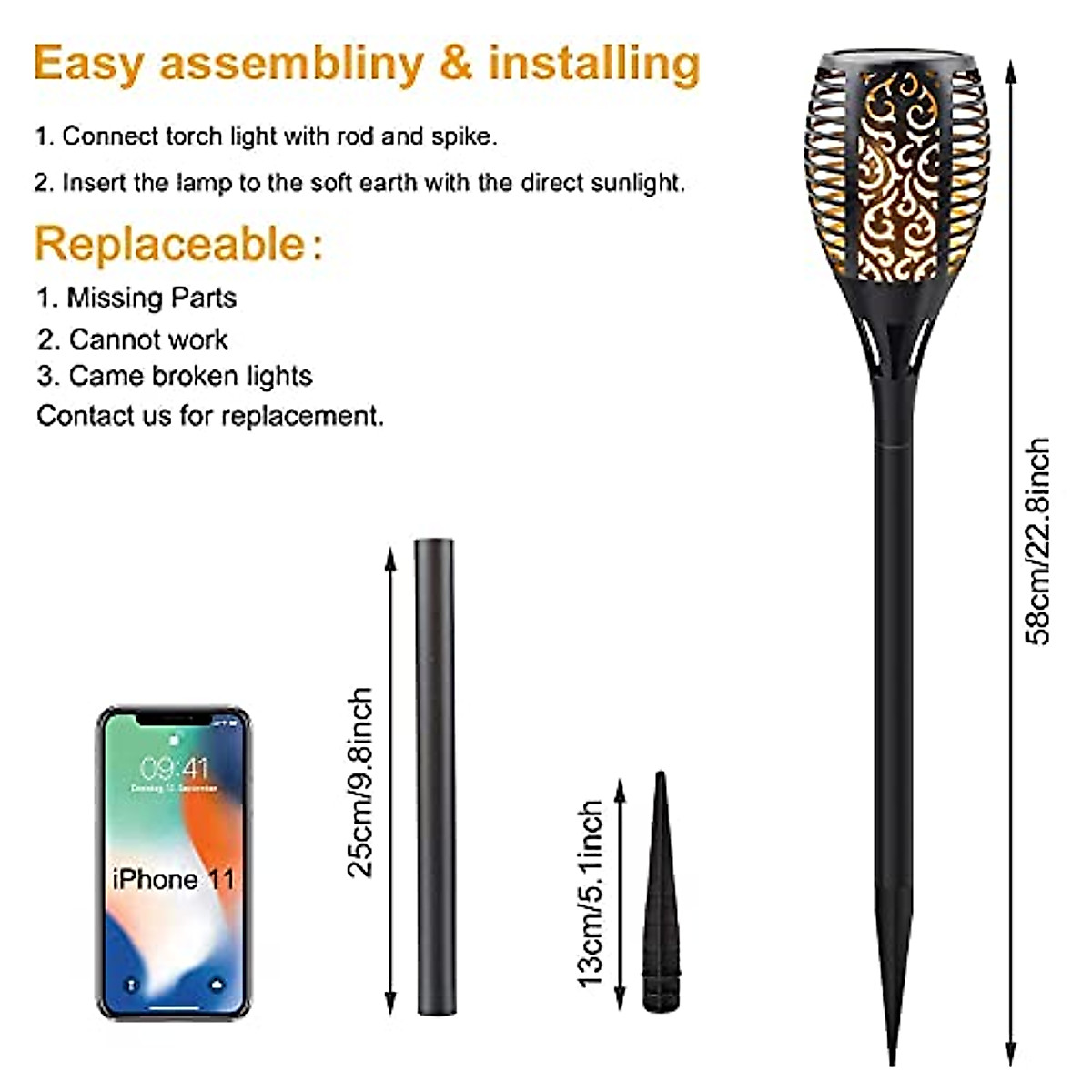 14 Pack Solar Lights Outdoor, 33LED Solar Torch Lights with Dancing Flickering Flames, Waterproof Landscape Decoration Flame Lights for Garden Pathway Yard-Auto On/Off Dusk to Dawn