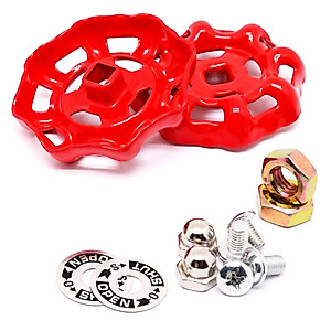 ZHMEINA 2 Pack Outdoor Faucet Handle, Faucet Handle Replacement, Cast Steel Faucets Round Wheel Handles, Replacement Water Spigot Handles with Screws Spacer 9/32inch x 9/32inch (6mm x 6mm)