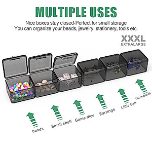 30 Packs Plastic Stackable Organizer Container with Lids, Mini Containers for Beads, Glitter, Slime, Paint or Seed Storage - Black (Black)