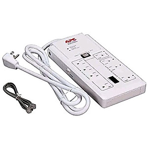 APC P8GT 8 Outlets 120V Power-Saving Home/Office SurgeArrest with Phone Protection White, 9.1 x 14.0 x 1.5