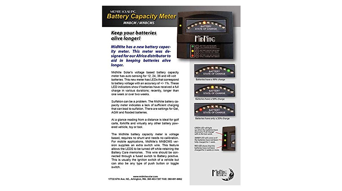 Midnite Solar Battery Capacity Meter - Reliable Charge Monitoring