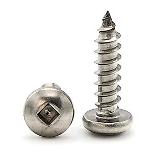 Square Drive Pan Head Sheet Metal Screws 18-8 Stainless Steel - #8 x 1" Qty-250