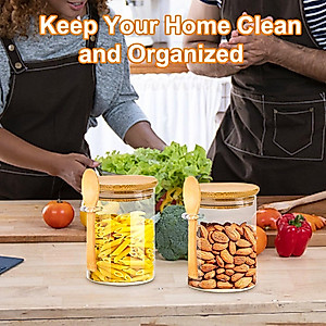 NEPIVEL 6 Pack Glass Jar with Bamboo Lids, 18.5Oz Glass Containers with Airtight Bamboo Lid and Spoons,100% Sealed overnight oats jars salad prep jars for Candy Coffee Beans Sugar Nuts Cookies